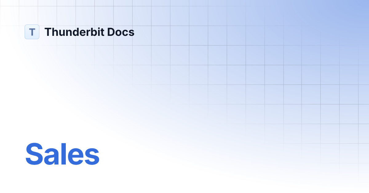 Sales | Thunderbit Docs
